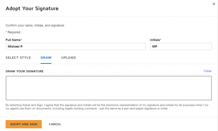 DocuSign draw signature - Westoba